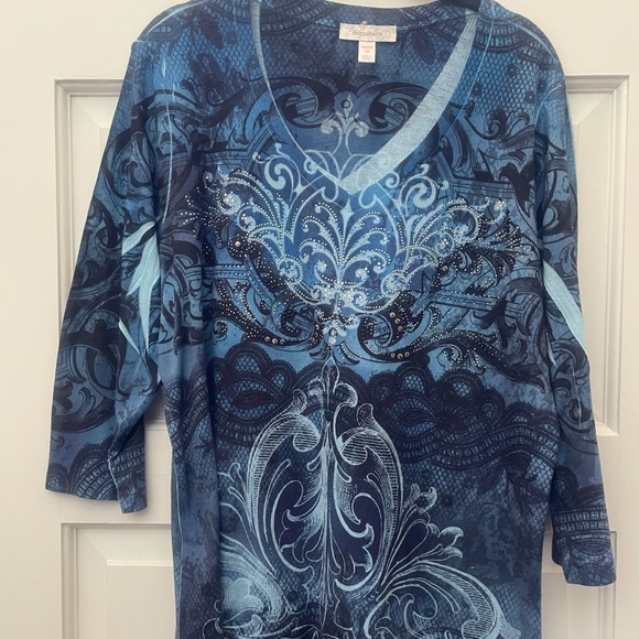 Dress Barn | Tops | Nwot Dressbarn Blue Bling Long Sleeve Top X | Poshmark